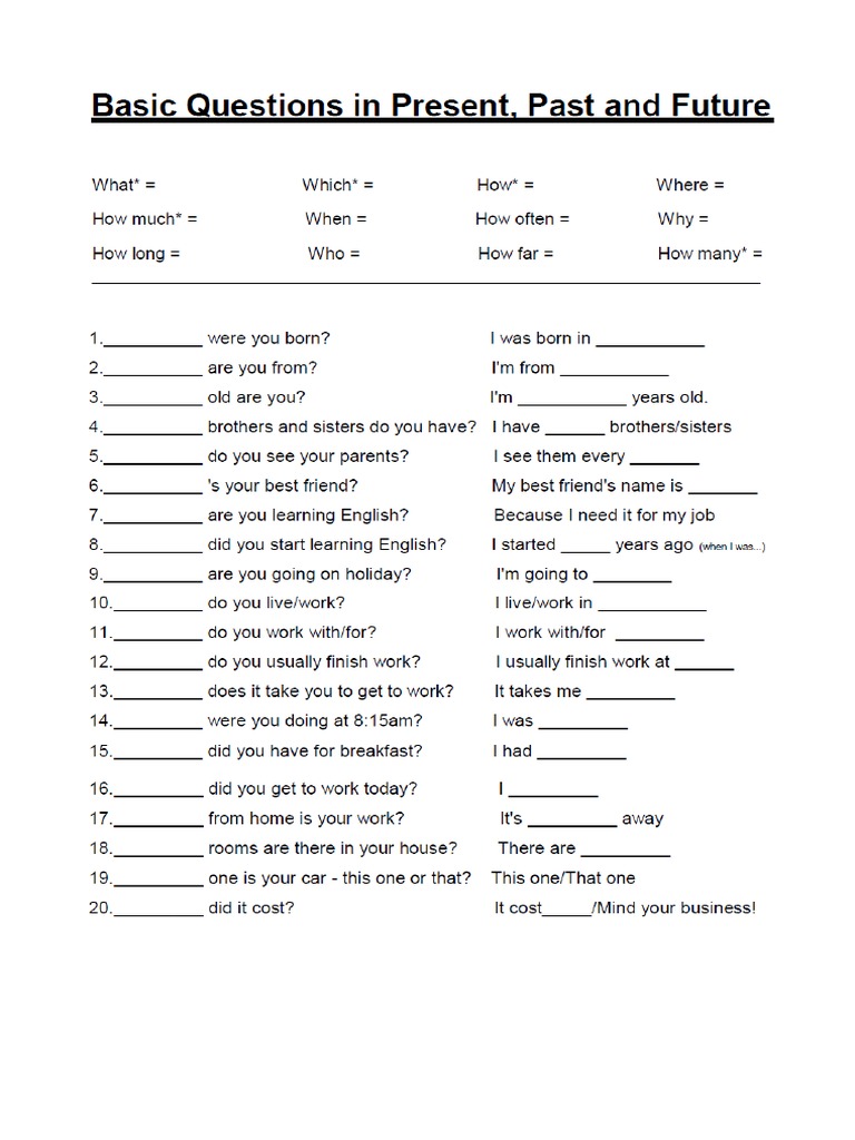 Conversation English Basic Questions in Present Past and Future | PDF