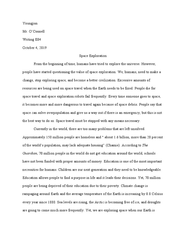 Persuasive Essay | PDF | Space Debris | Outer Space