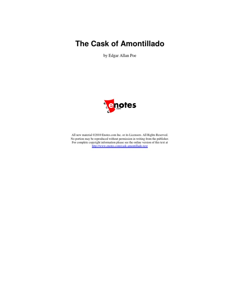 The Cask of Amontillado Etext | PDF | Edgar Allan Poe