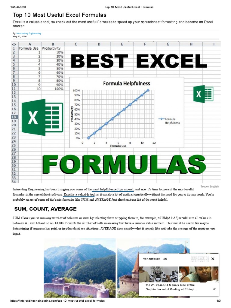 Top 10 Most Useful Excel Formulas | PDF | Microsoft Excel | Spreadsheet