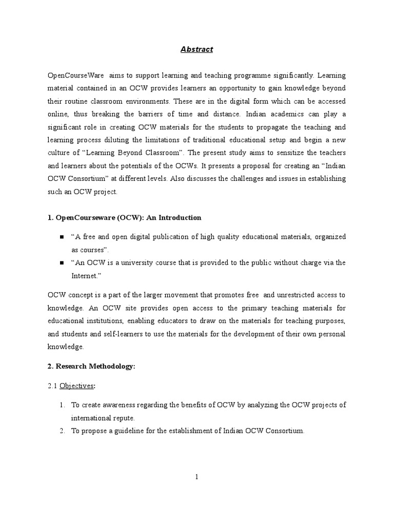 Opencourseware (Ocw) : An Introduction | PDF | Behavior Modification | Learning