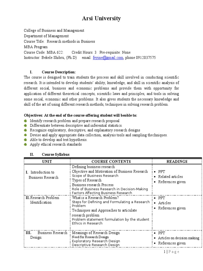 MBA 622 Research Methodology | PDF | Research Design | Epistemology