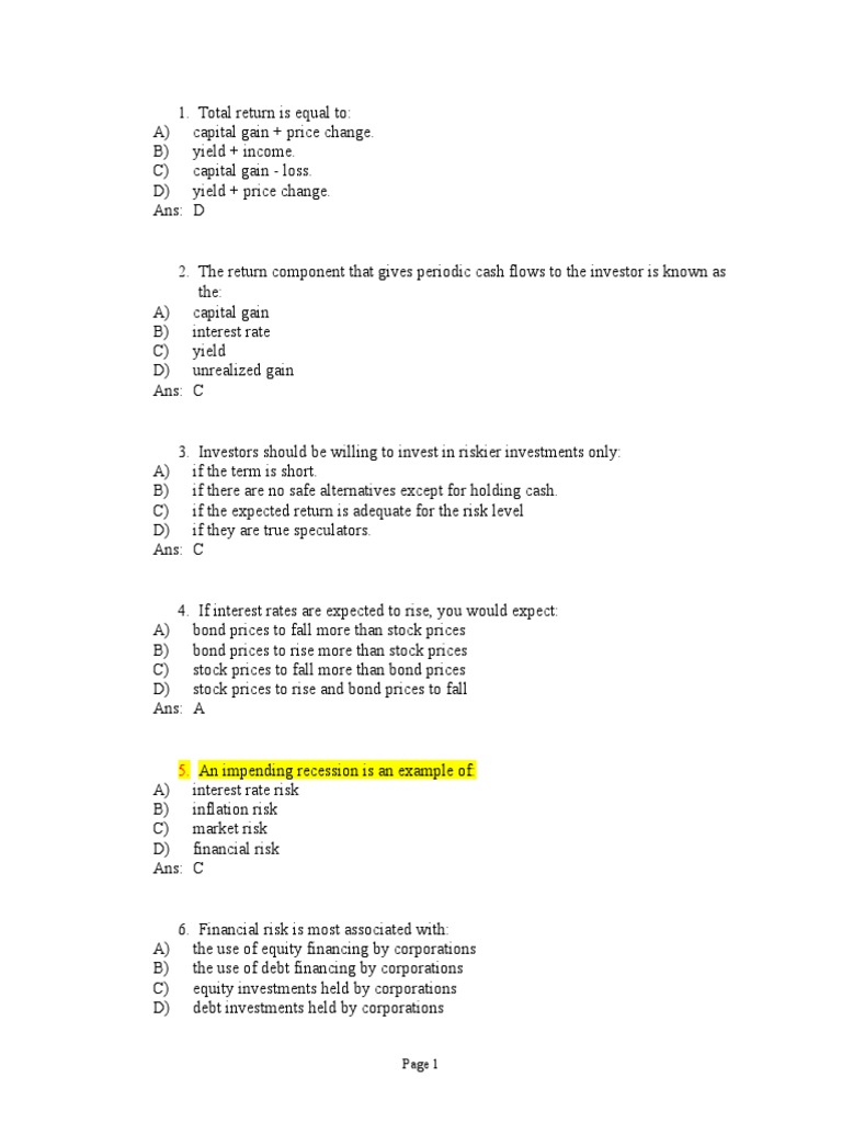 Understanding Investment Returns and Risks | PDF | Financial Risk ...