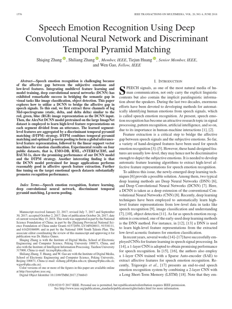 Speech Emotion Recognition Using Deep Convolutional Neural Network and Discriminant Temporal ...