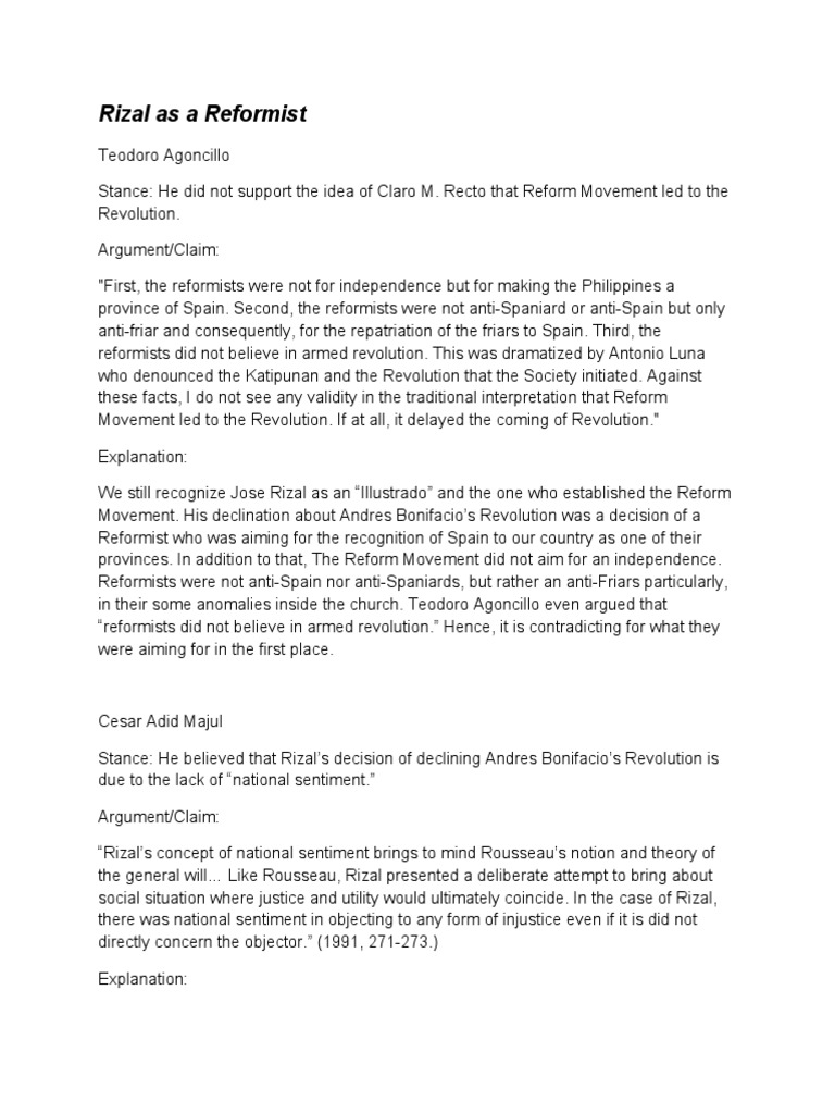 Rizal's Reformist Views Analyzed | PDF | Philosophical Theories ...