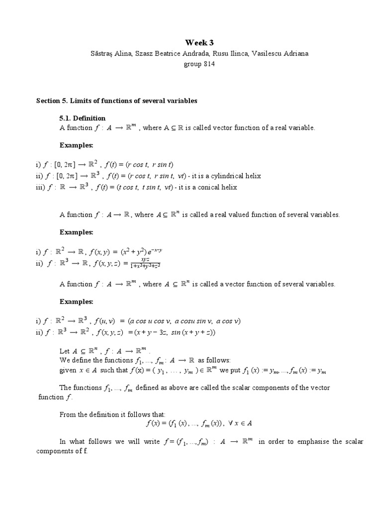 Week 3: Section 5. Limits of Functions of Several Variables 5.1. Definition | PDF | Continuous ...