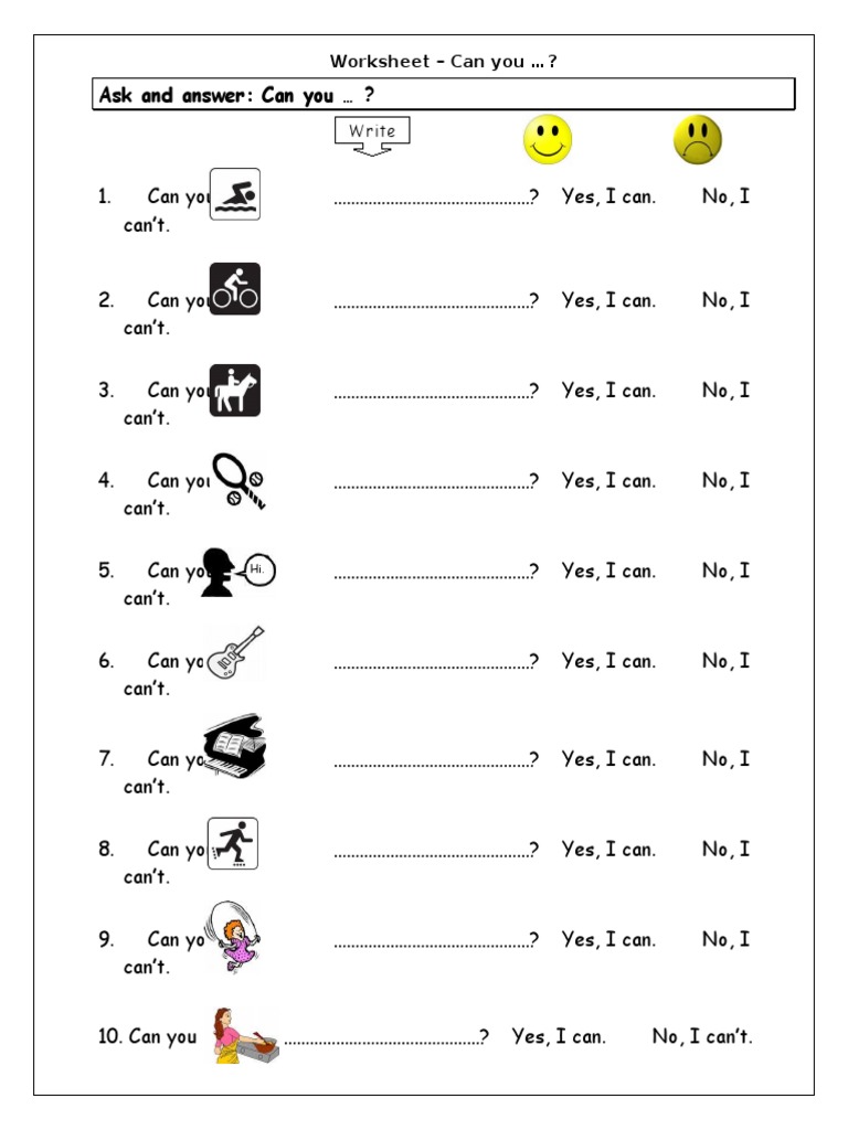 Can Can't Worksheet | PDF