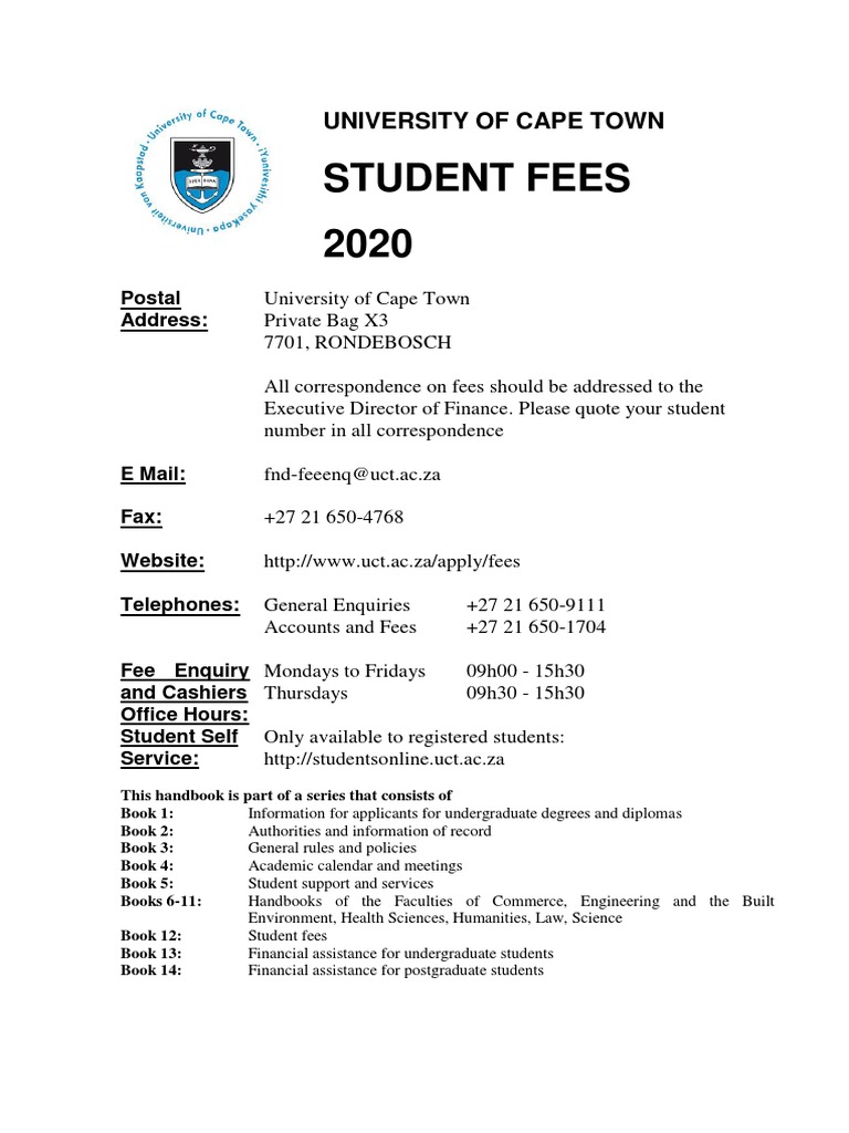 UCT Handbook 12 2020 StudentFees | PDF | Academic Degree | Cheque