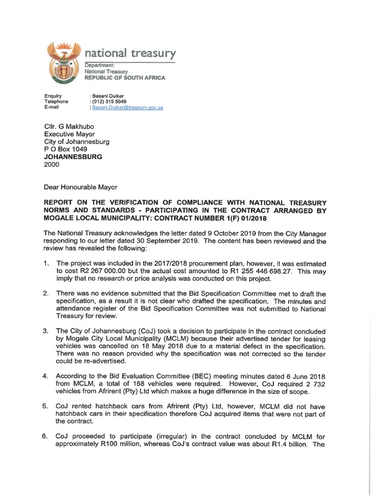 Treasury Letter Forensic | PDF