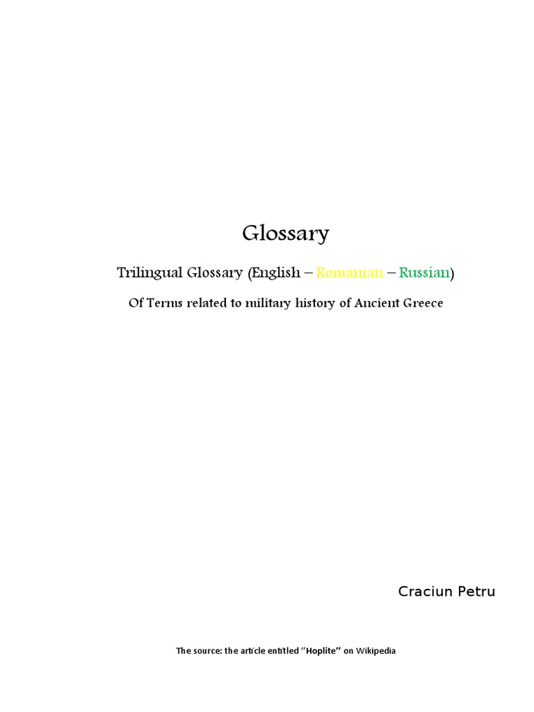 Trilingual Glossary (English - ) | PDF | Sparta | Military Science