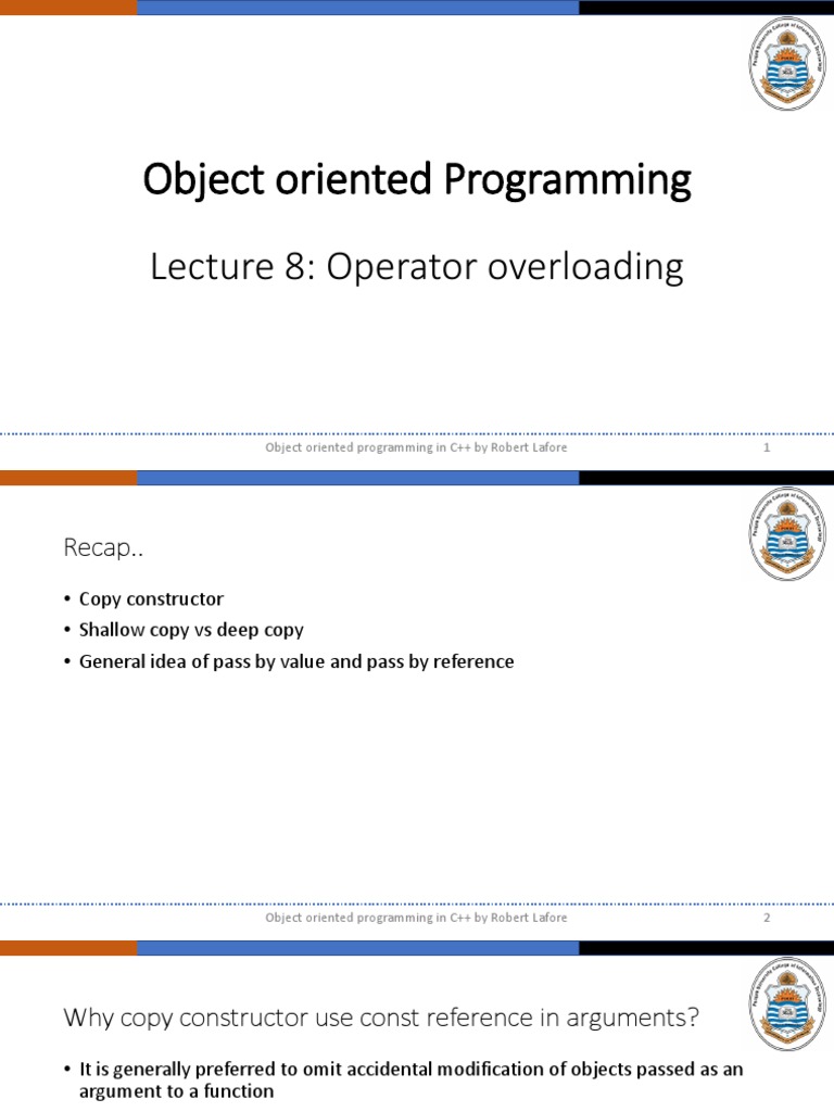 C Operator Overloading Lecture Pdf Object Oriented Programming Programming Paradigms 3499