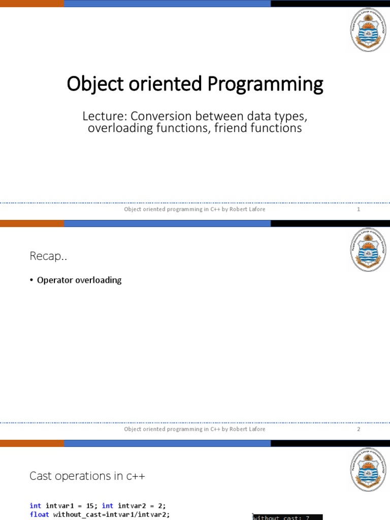 Object Oriented Programming Lecture Conversion Between Data Types 4777