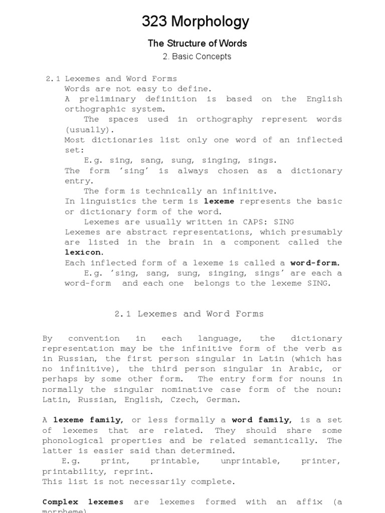 323 Morphology: The Structure of Words | PDF | Morphology (Linguistics ...