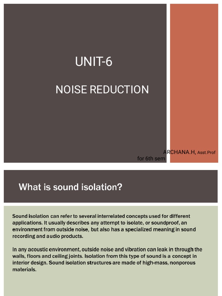 UNIT-6: Noise Reduction | PDF | Science & Mathematics