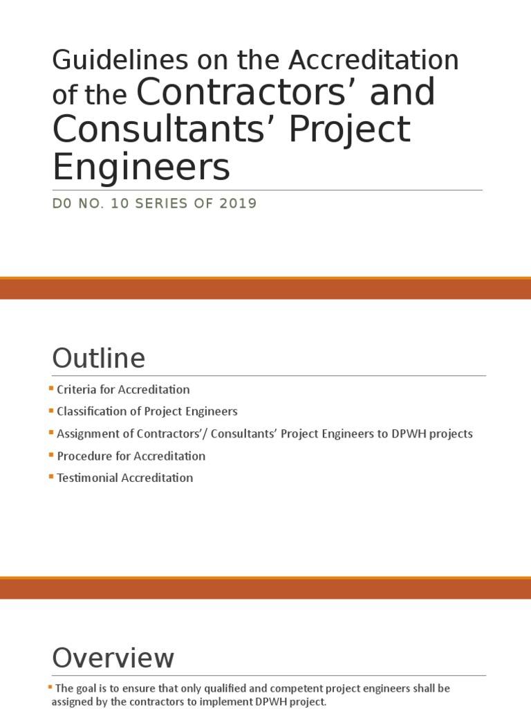 Accreditation Guidelines for Contractors' Project Engineers | PDF ...