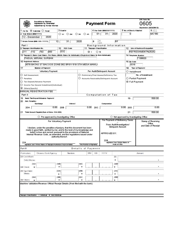 2020 0605 Return Mspadua | PDF | Taxpayer | Taxes