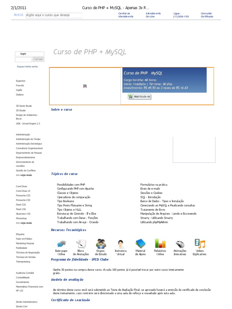 Curso de PHP + Mysql | PDF | Php | Internet
