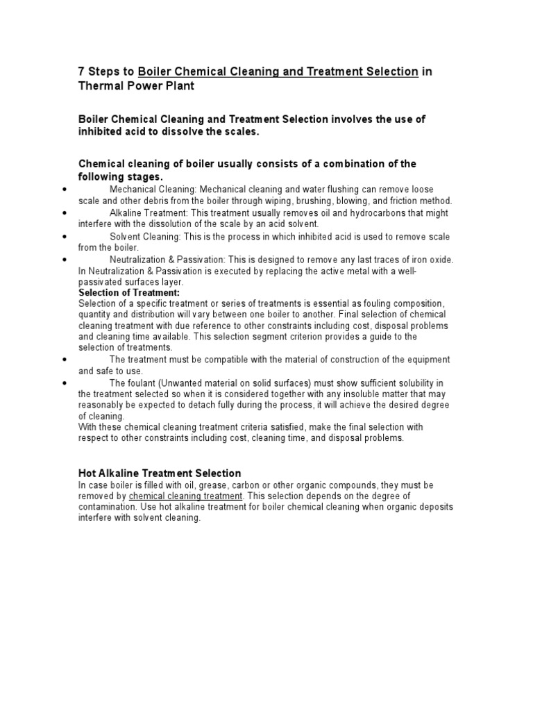 7 Steps To Boiler Chemical Cleaning and Treatment Selection in Thermal ...