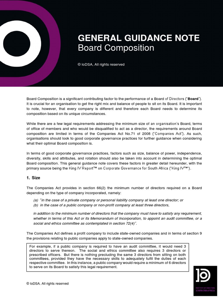 General Guidance Note On Board Composition | PDF | Audit Committee ...