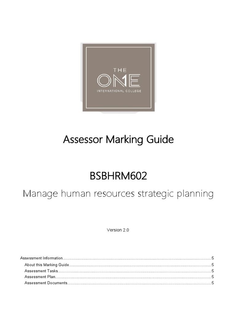 BSBHRM602 Assessor Marking Guide - v2.0 - 28.02.19 | PDF | Educational ...