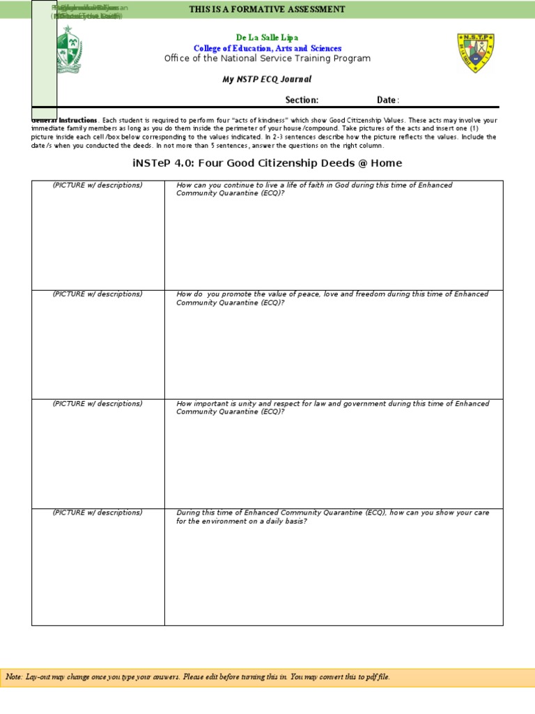 iNSTeP-4-Good-Citizenship-Deeds-Journal v3 | PDF