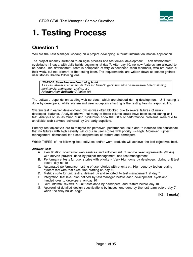 03 CTAL TM Sample ISTQB Questions - v2.04 | PDF | Software Testing ...