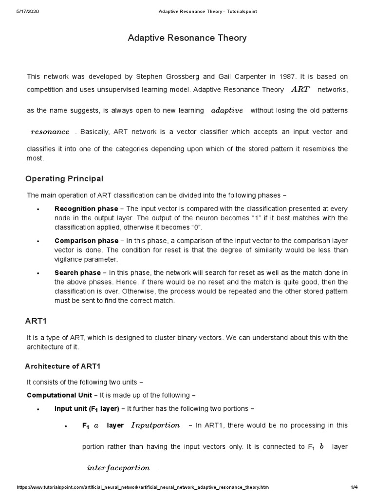 Adaptive Resonance Theory Guide | PDF | Artificial Intelligence ...