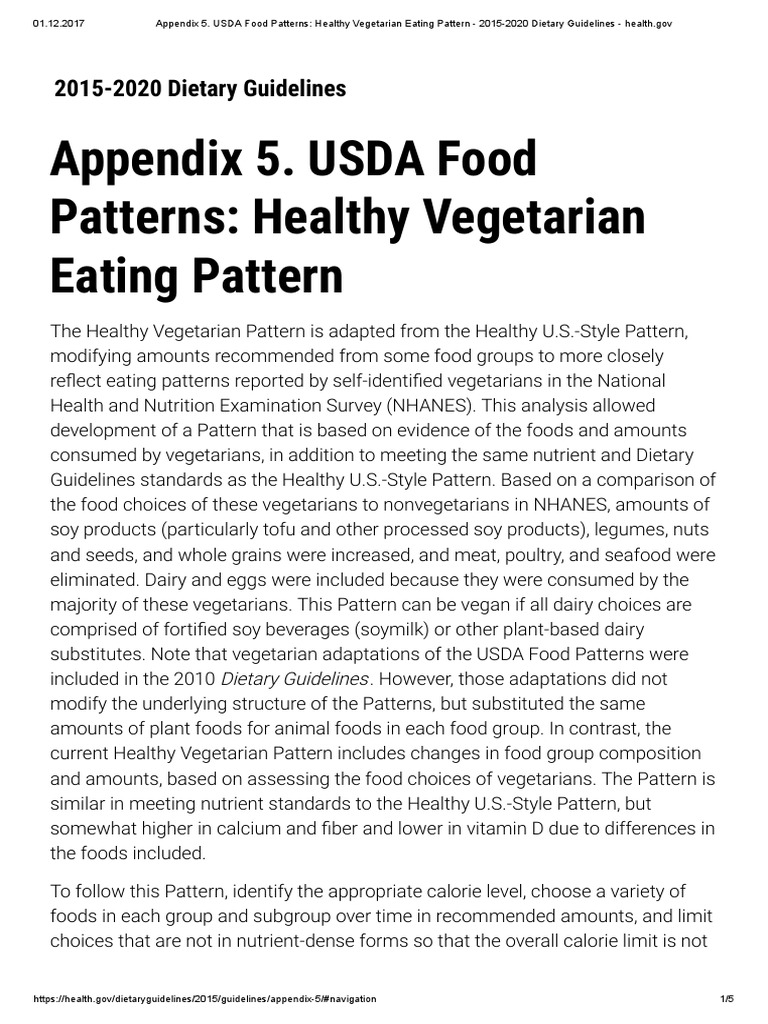 USDA Healthy Vegetarian Eating Pattern | PDF | Vegetarianism | Legume