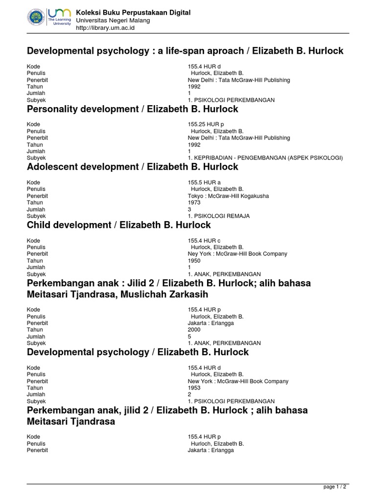 Buku Psikologi Perkembangan Hurlock | PDF