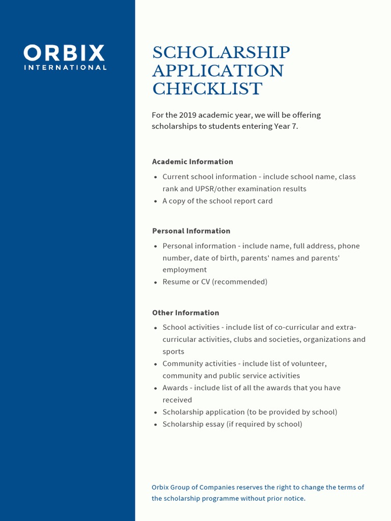 Scholarship Application Checklist | PDF | Career & Growth | Social Science