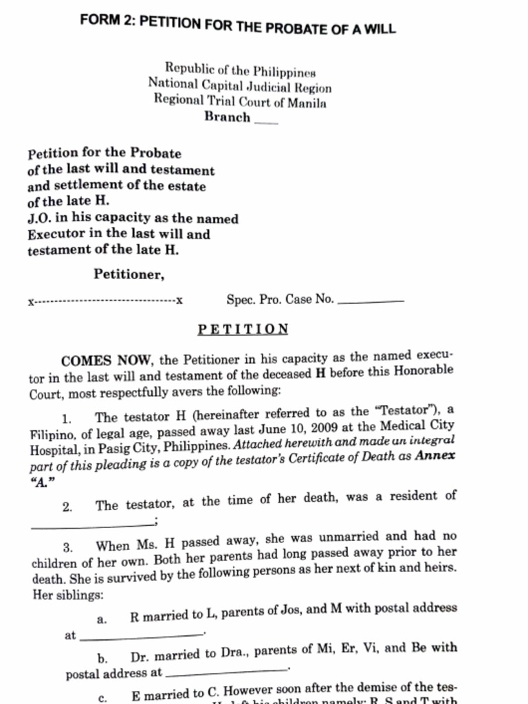 Petition For Probate of Will | Download Free PDF | Legal Organizations ...