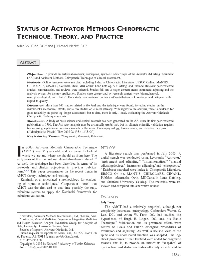Status of Activator Methods Chiropractic PDF | PDF | Chiropractic ...