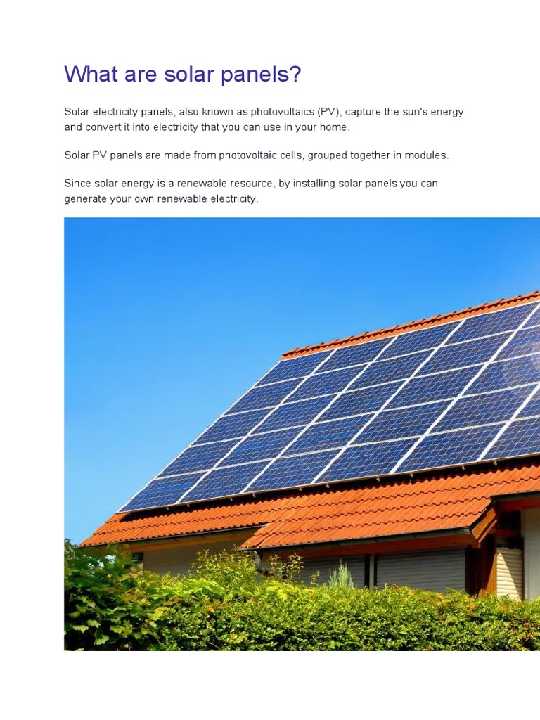 What Are Solar Panels | PDF | Photovoltaics | Photovoltaic System