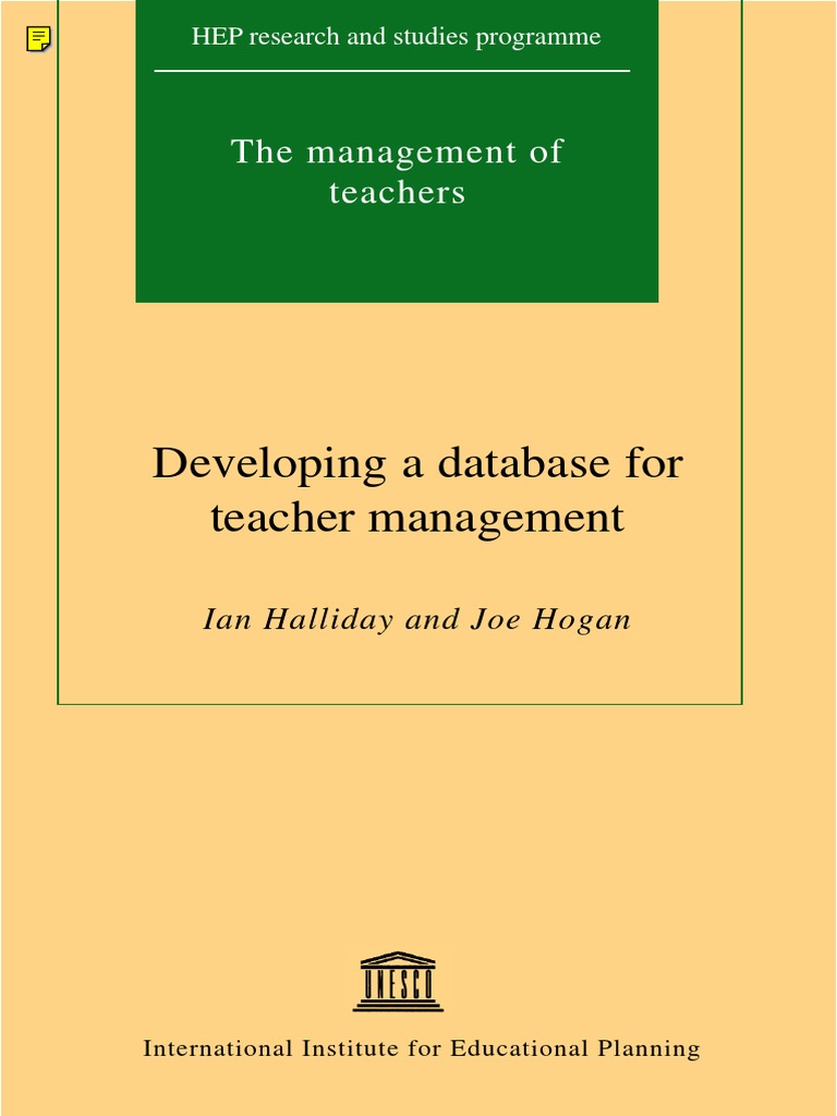 Developing A Database For Teacher Management: The Management of ...
