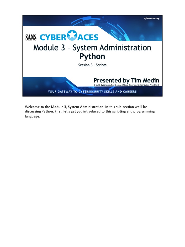 CyberAces Module3-Python 3 Scripts | PDF | Parameter (Computer ... CyberAces Module3-Python 3 Scripts | PDF | Parameter (Computer ...