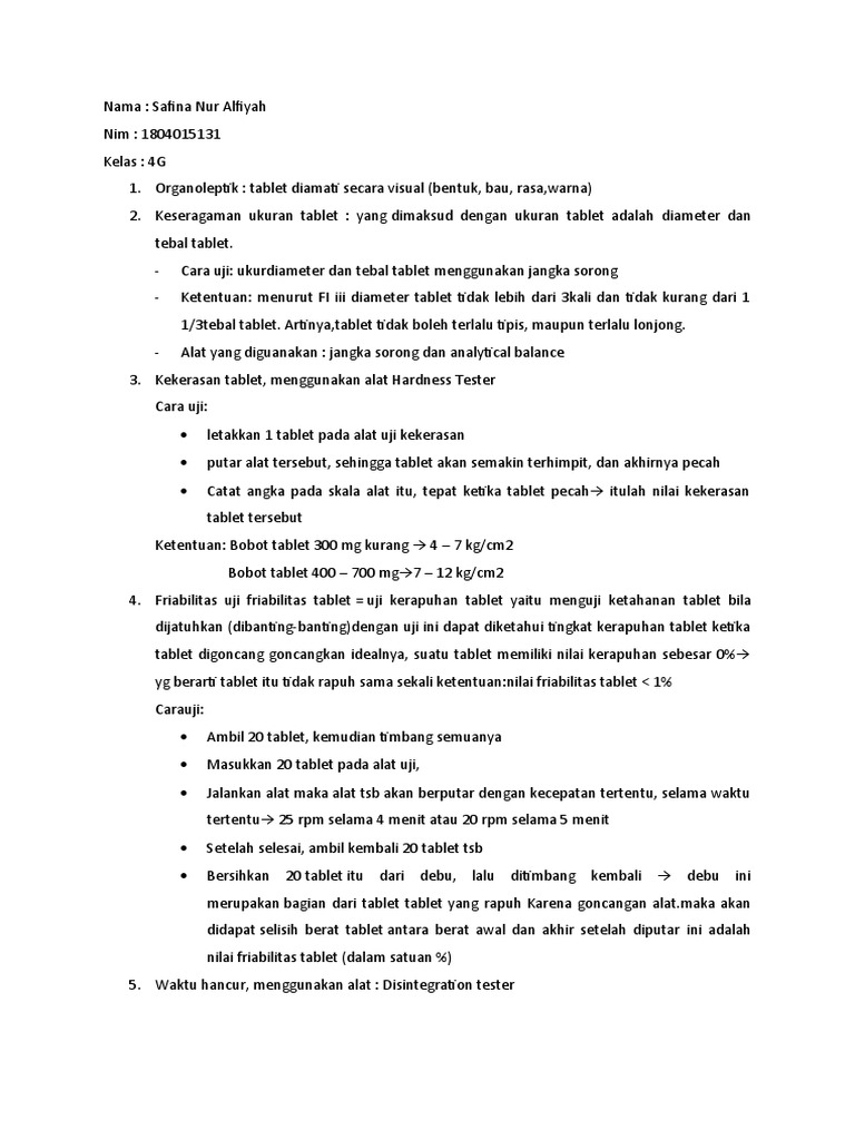 Uji Disolusi Tablet Aminofilin | PDF