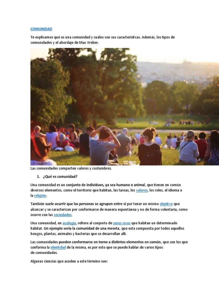 Tipos y características de comunidades | PDF | Comunidad | Antropología