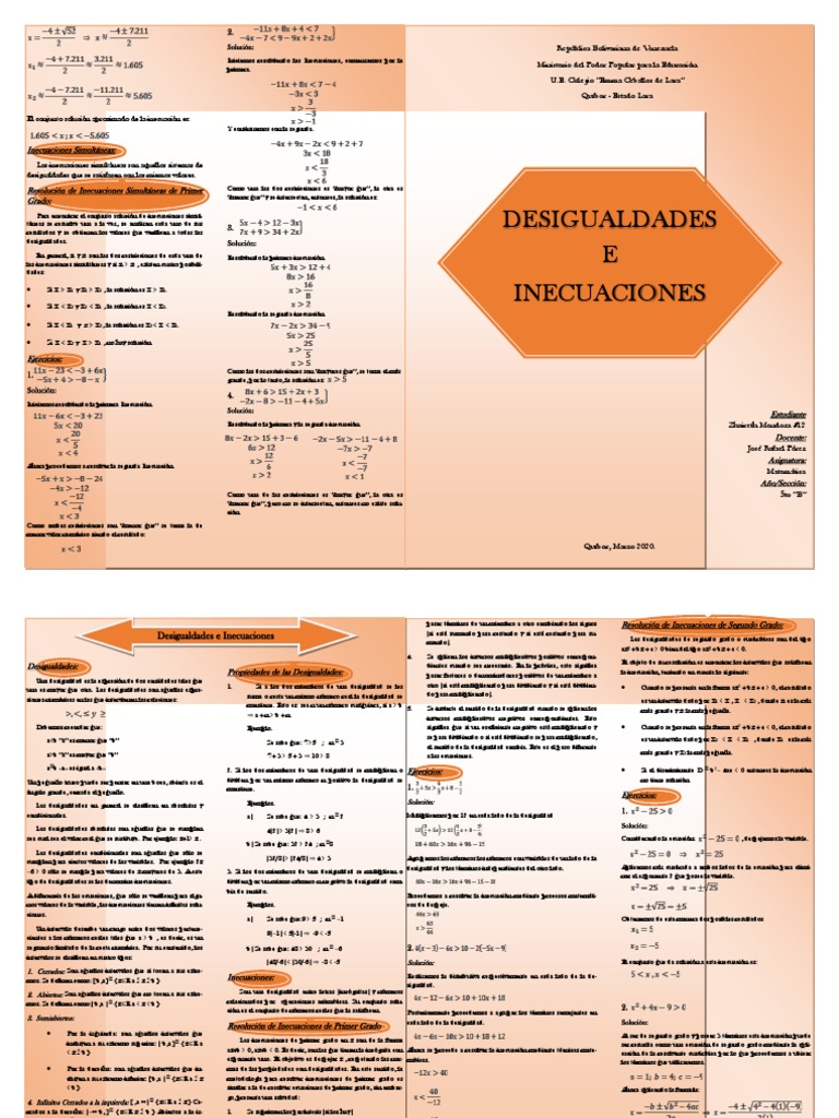 Desigualdades e Inecuaciones Diptico | PDF | Desigualdad (Matemáticas) | Intervalo (Matemáticas)