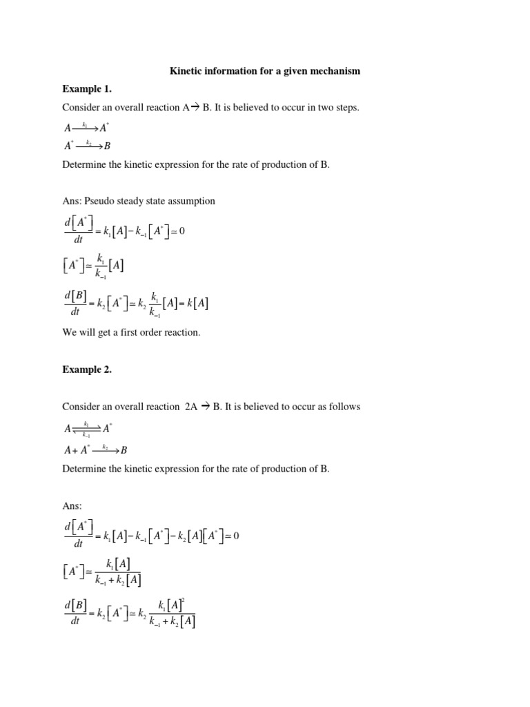 Kinetic Expressions in Reaction Mechanisms | PDF | Mechanics | Chemical ...