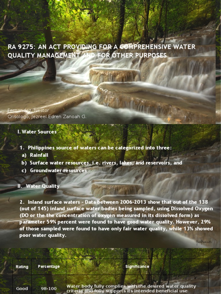 Philippine Clean Water Act Overview | PDF | Sewage Treatment | Clean ...