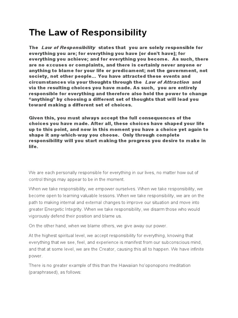 Embrace the Law of Responsibility | PDF | Forgiveness | Metaphysics Of Mind