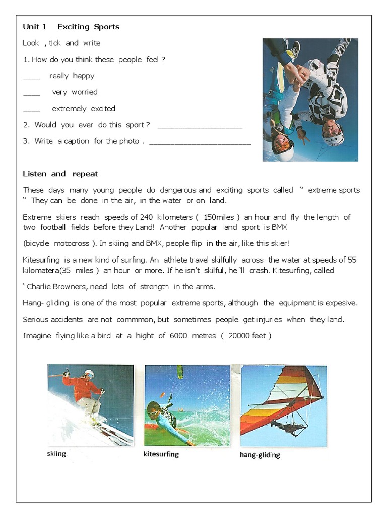 Unit 1 Exciting Sports | PDF | Outdoor Recreation | Sports