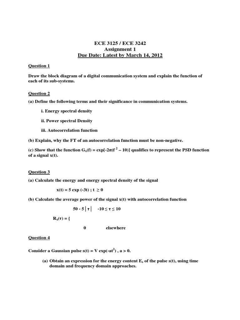 Digital Communication Systems: Block Diagrams, Spectral Analysis, LTI ...