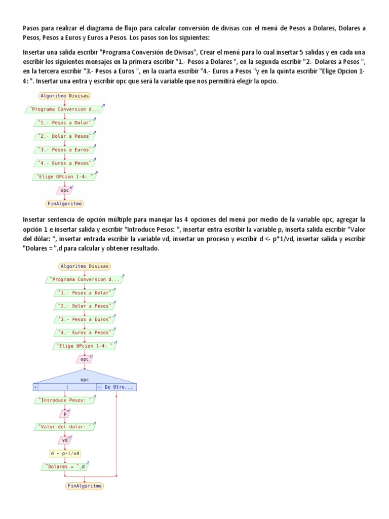 Pasos para Diagrama de Conversion de Divisas | PDF