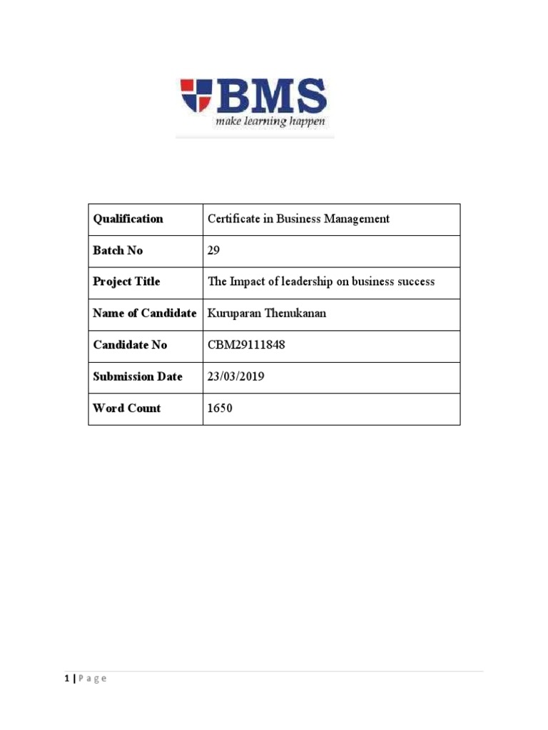 Leadership - BMS CBM | PDF | Leadership | Behavioural Sciences