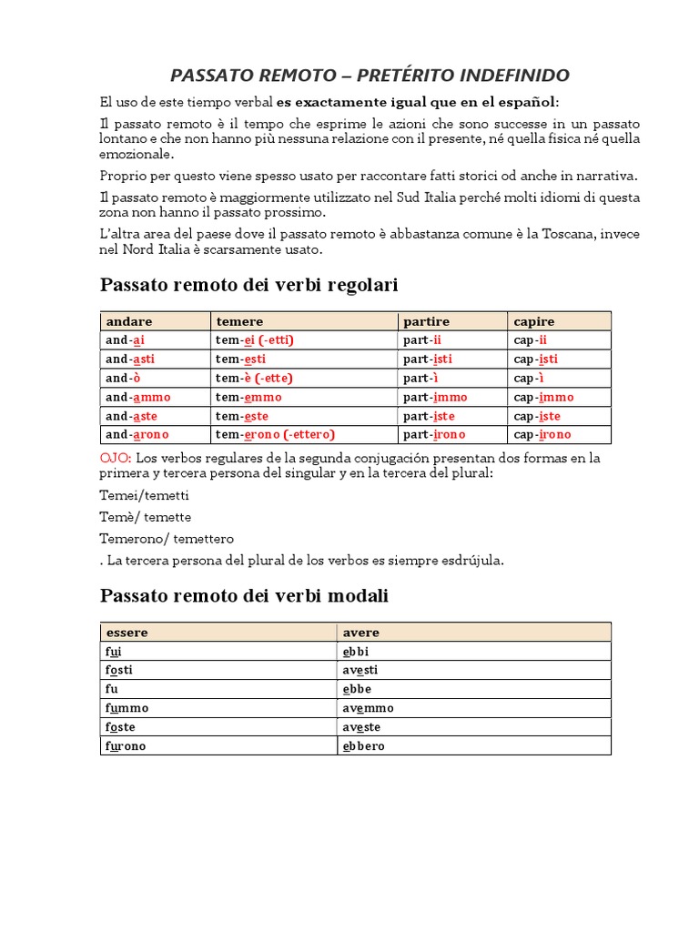 Passato Remoto | PDF