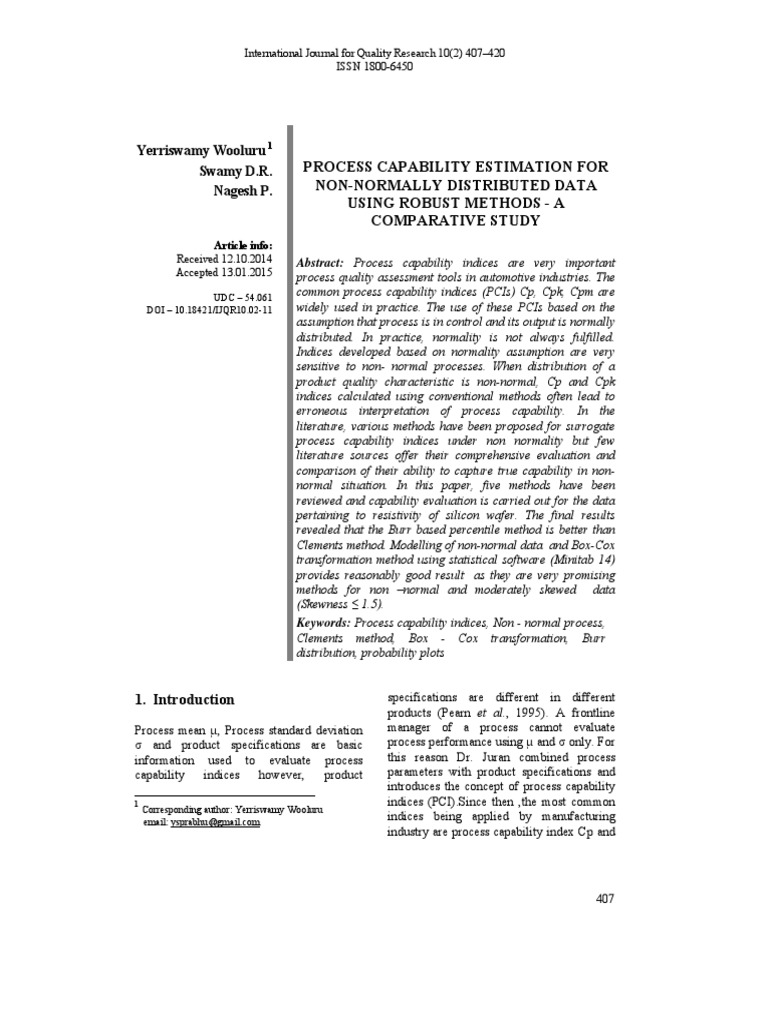 Robust Process Capability Analysis | PDF | Skewness | Standard Deviation
