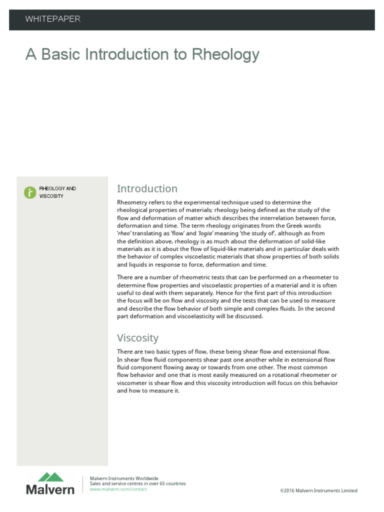 A Basic Introduction of Rheology | PDF | Viscoelasticity | Elasticity (Physics)
