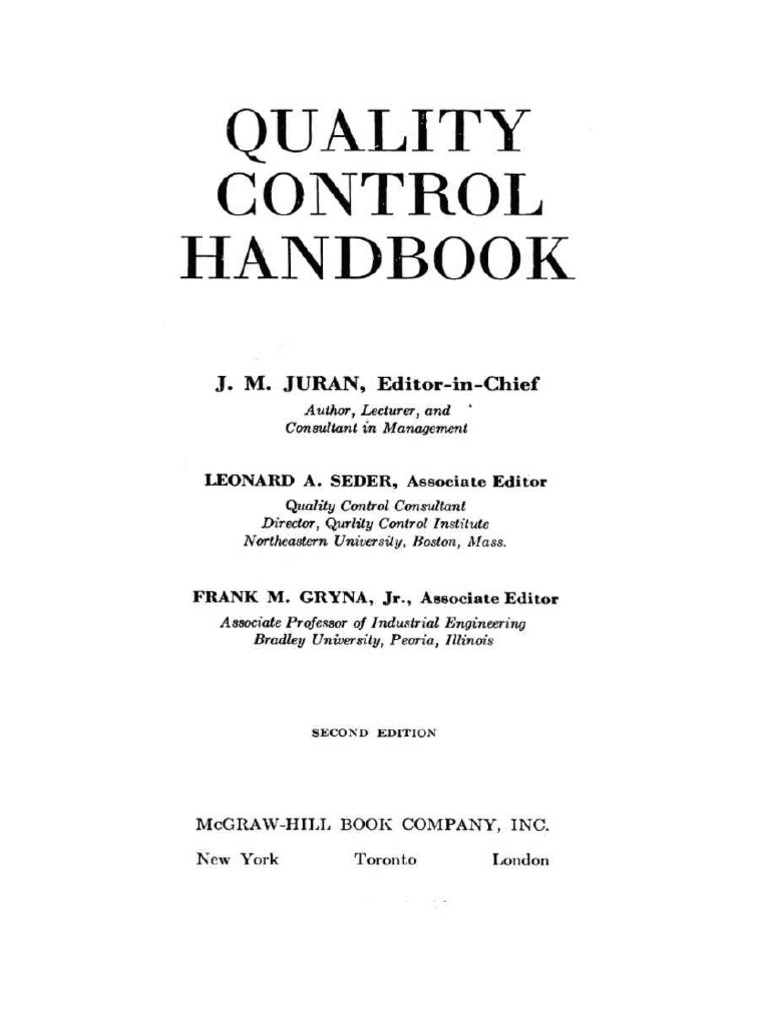 Jurans Quality Handbook - 1962 PDF | PDF