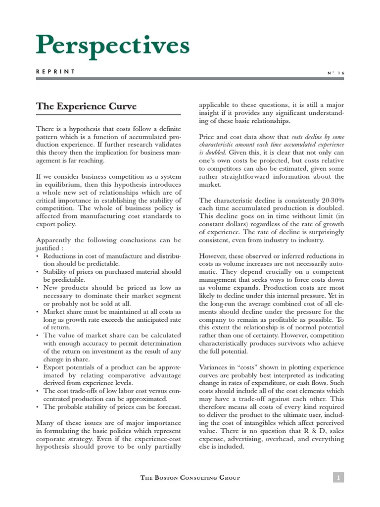 Experience Curve 1968 tcm9-140279 PDF | PDF | Economic Growth ...